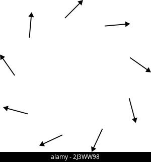 Outward spiral, swirl, twirl arrows, pointers. Rotation, cycle, recycle ...