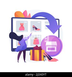 Webrooming abstract concept vector illustration. Check product online ...