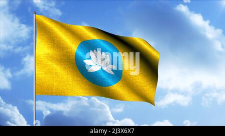 Flag of Kalmykia on a flagpole Stock Photo - Alamy