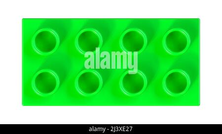 Ultra Green Plastic Building Lego Block on a White Background. 3d ...