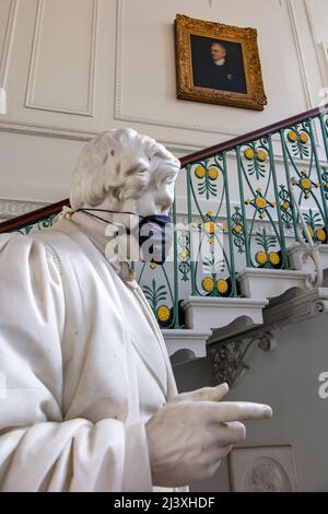 Michael Faraday in his laboratory at the Royal Institution, painting by ...