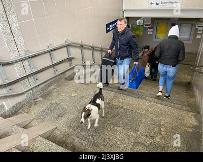 Przemysl, Poland. 9th Apr, 2022. Kids looking at a found treasure on a ...