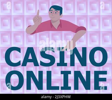 Hand writing sign Casino Online. Internet Concept Computer Poker Game ...