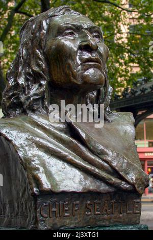 Bust of Native American Chief Seattle in Pioneer Square Seattle ...