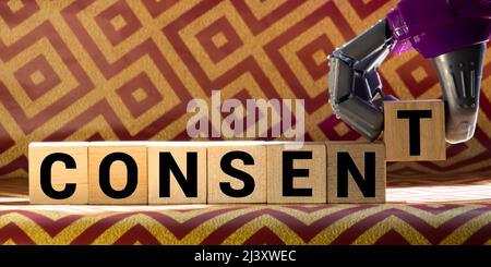 Consent - word from wooden blocks with letters, consent concept, on ...