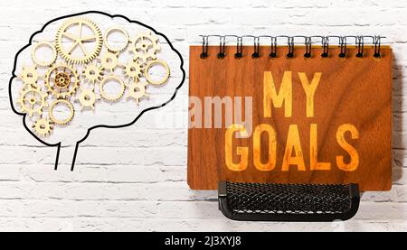 My Goals as memo on notebook with many light bulbs Stock Photo - Alamy