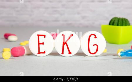 ECG Acronym or abbreviation to medical dignostics of electrocardiogram ...