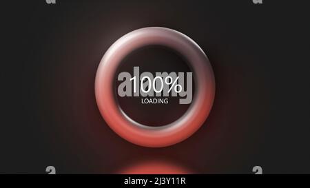 Loading background with red color and percentages. Motion. 3D loading ...