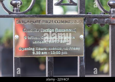 Singapore High Commission in Wilton Crescent, Belgravia, London, UK ...