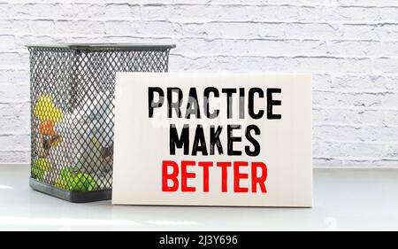 Practice Makes Better text written on a notebook with pencils Stock ...