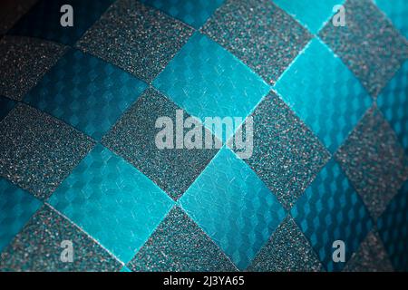 turquoise glossy checkered textured background for design purpose Stock ...
