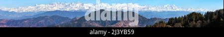 Mount Chaukhamba, Himalaya mountain, panoramic view of Indian Himalayas ...