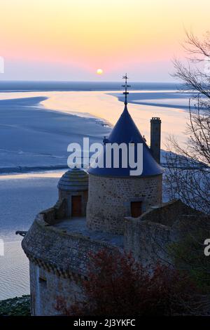 Gabriel tower in Mont-Saint-Michel (Manche, Normandy, France Stock ...