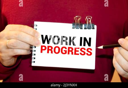 WORK IN PROGRESS text written word on red round stamp sign Stock Photo ...