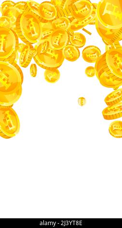 Swiss franc coins falling. Comely scattered CHF coins. Switzerland ...