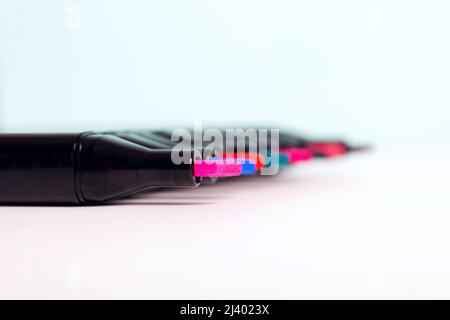 Colourful minimalism. Set of drawings markers. Close-up Stock Photo - Alamy