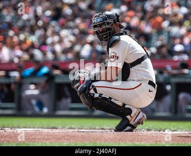San Francisco Giants catcher Curt Casali hits during a spring training ...