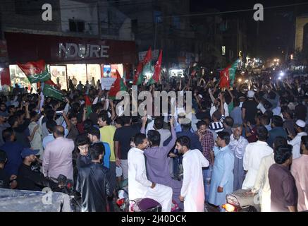 Hyderabad, Sindh, Pakistan. 10th Apr, 2022. Supporters of Pakistan ...