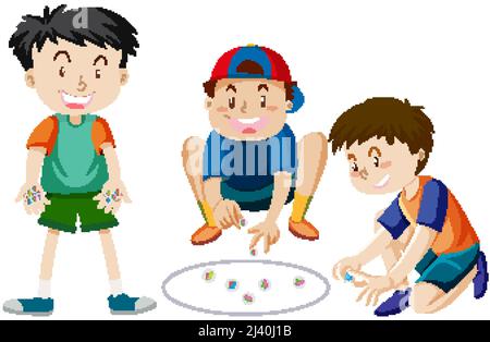 Children playing marbles on white background illustration Stock Vector ...