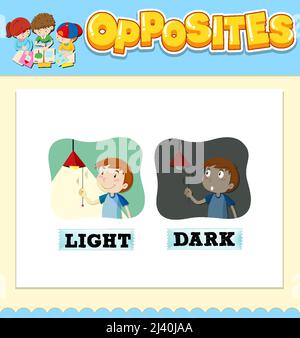 Opposite words for light and dark illustration Stock Vector Image & Art ...