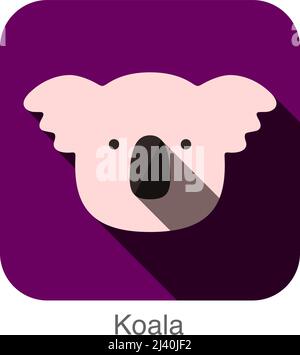 Simple koala portrait. Cute animal head portrait, koala bear face flat ...
