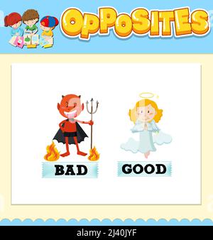 Opposite words for good and bad illustration Stock Vector Image & Art ...