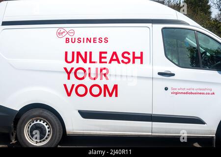 Virgin Media Business work van parked on a residential street Stock ...