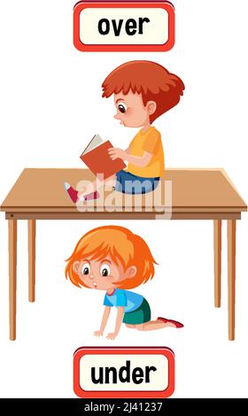 Opposite words for over and under illustration Stock Vector Image & Art ...