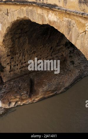 Putlog or putlock holes for scaffolding left from centuries of repairs ...