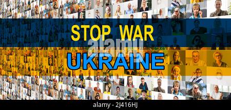 faces collage with flag ukraine. stop war Stock Photo - Alamy