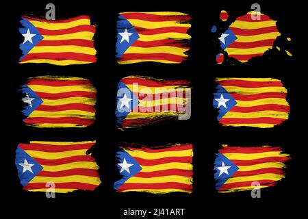 Catalonia flag brush stroke, national flag on transparent background ...