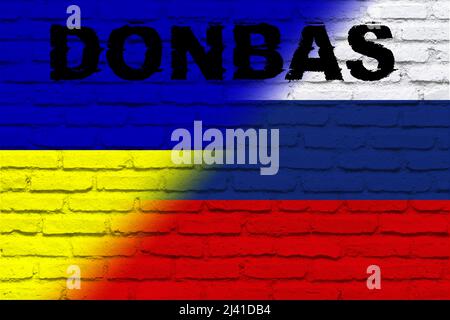 Ukraine and Donbass region on Europe map close-up. Political outline ...