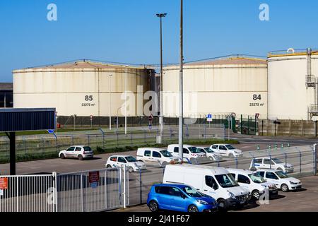 Oil tanks, Dunkirk harbor, Dunkirk, Nord, Hauts-de-France, France Stock ...