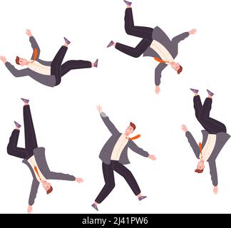 Falling down businessman. Stressed disappointed person in despair ...
