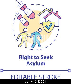 Right to asylum concept icon. Refugee camp idea thin line illustration ...