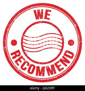 WE RECOMMEND, words written on red rectangle stamp sign Stock Photo - Alamy
