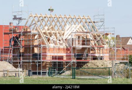 Sehnde, Germany. 11th Apr, 2022. A topping-out ceremony is celebrated ...