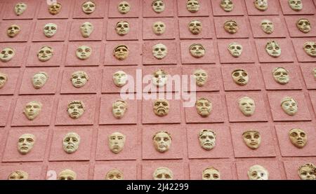 Tragicomic Theater Masks. Tragedy and comedy grotesque masks. 3D images ...