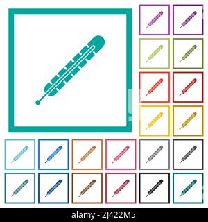 Fever thermometer solid flat color icons in round outlines on white ...