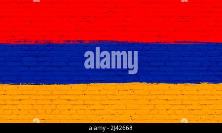 Armenia national flag painted on textured wall mural background Stock ...