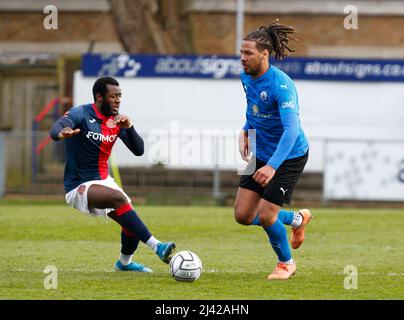 L-R Tyrell Miller-Rodney of Hampton and Richmond Borough and Michael ...