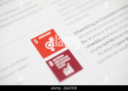 Atlas Copco annual report. Symbols in different colors about the global ...