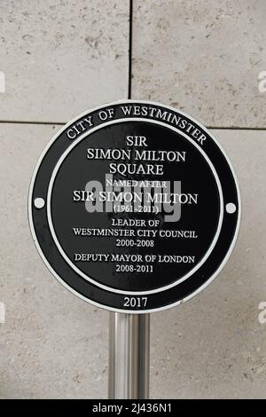 City of Westminster, Sir Simon Milton Square sign Stock Photo - Alamy