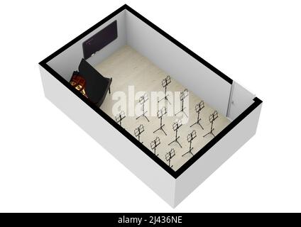 Isometric classroom interior realistic 3d. Class room plan ...