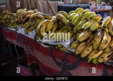 Ripe bananas at the city market. Arabic fruit and vegetable market ...