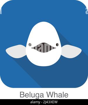 Beluga whale icon. Flat illustration of beluga whale vector icon for ...