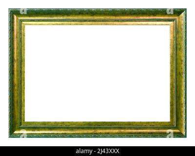 Antique green and gold frame isolated on the white background Stock ...