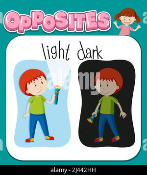 Opposite words for light and dark illustration Stock Vector Image & Art ...