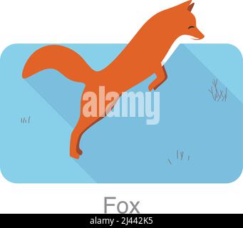 Cute red fox jumping. Cartoon animal character design. Forest animal ...