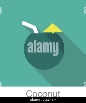 Freshness coconut icon. Flat illustration of freshness coconut vector ...